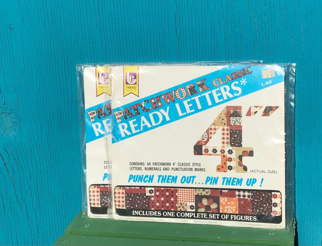 1970s Scrapbook Poster Letters 4” Brown Patchwork Vintage Paper Die Cut ...