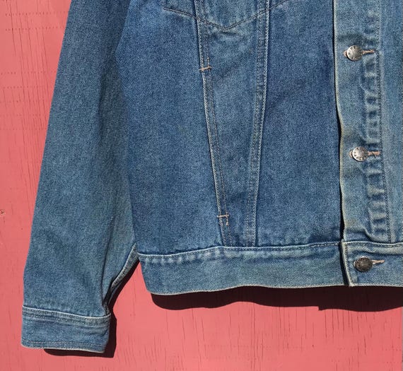 1990s Painted Denim Jacket DISTRESSED Bald Eagle Size… - Gem