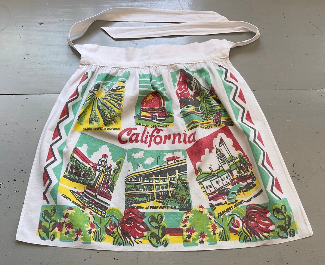 Vintage Souvenir Apron California Oranges & Freeways Retro Kitchen - Etsy