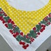 Vintage Tablecloth Sunny Strawberries & Cherries W a Checkered Fence ...