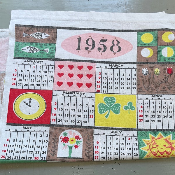 1958 Calendar - Etsy