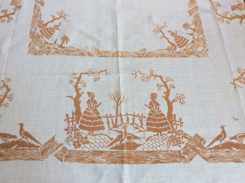 Vintage Tablecloth Southern Belles Feed the Pheasants Retro | Etsy