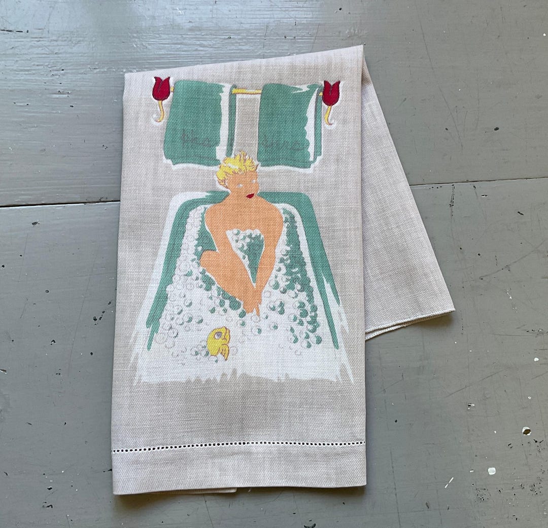 Vintage Risque Towel Blonde Pin up Towels off With Yours Retro Naughty ...