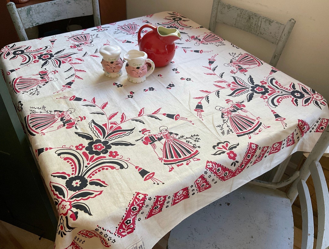 Vintage Broderie Tablecloth Art Nouveau Dutch Folk Figures MWT NWT NOS ...