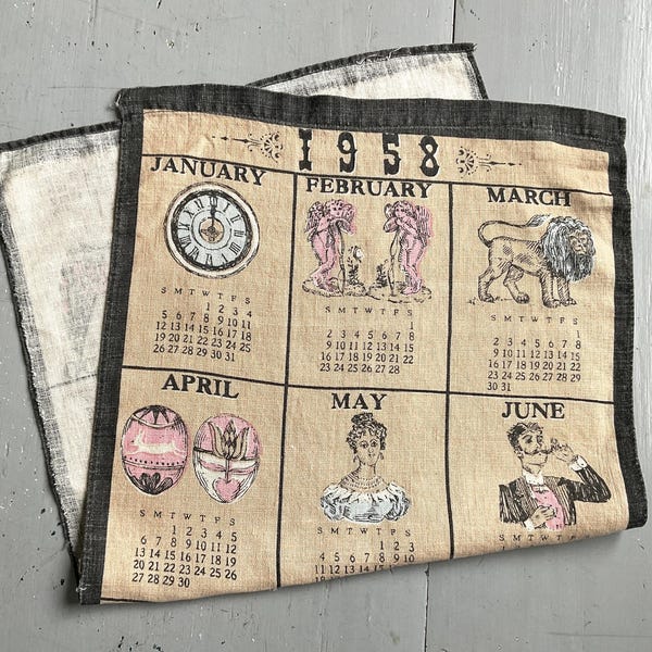 1958 Calendar - Etsy