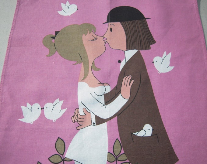 Vintage Peynet Towel Valentine Lovers Kiss Doves Fly - Etsy