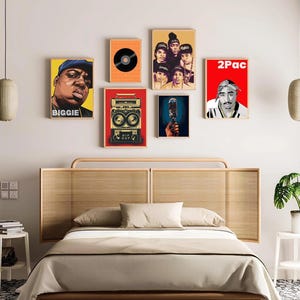 Old School Hip Hop Wall Gallery Art | Rap Home Decor | 2pac, Biggie ...