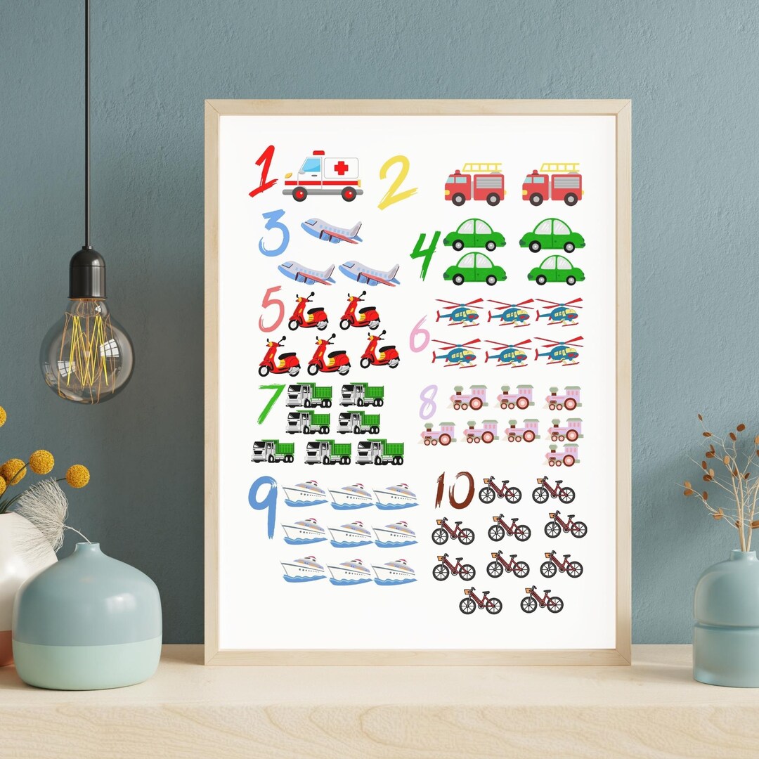 Transportation Counting Poster for Transport Lovers Printable Vehicle ...