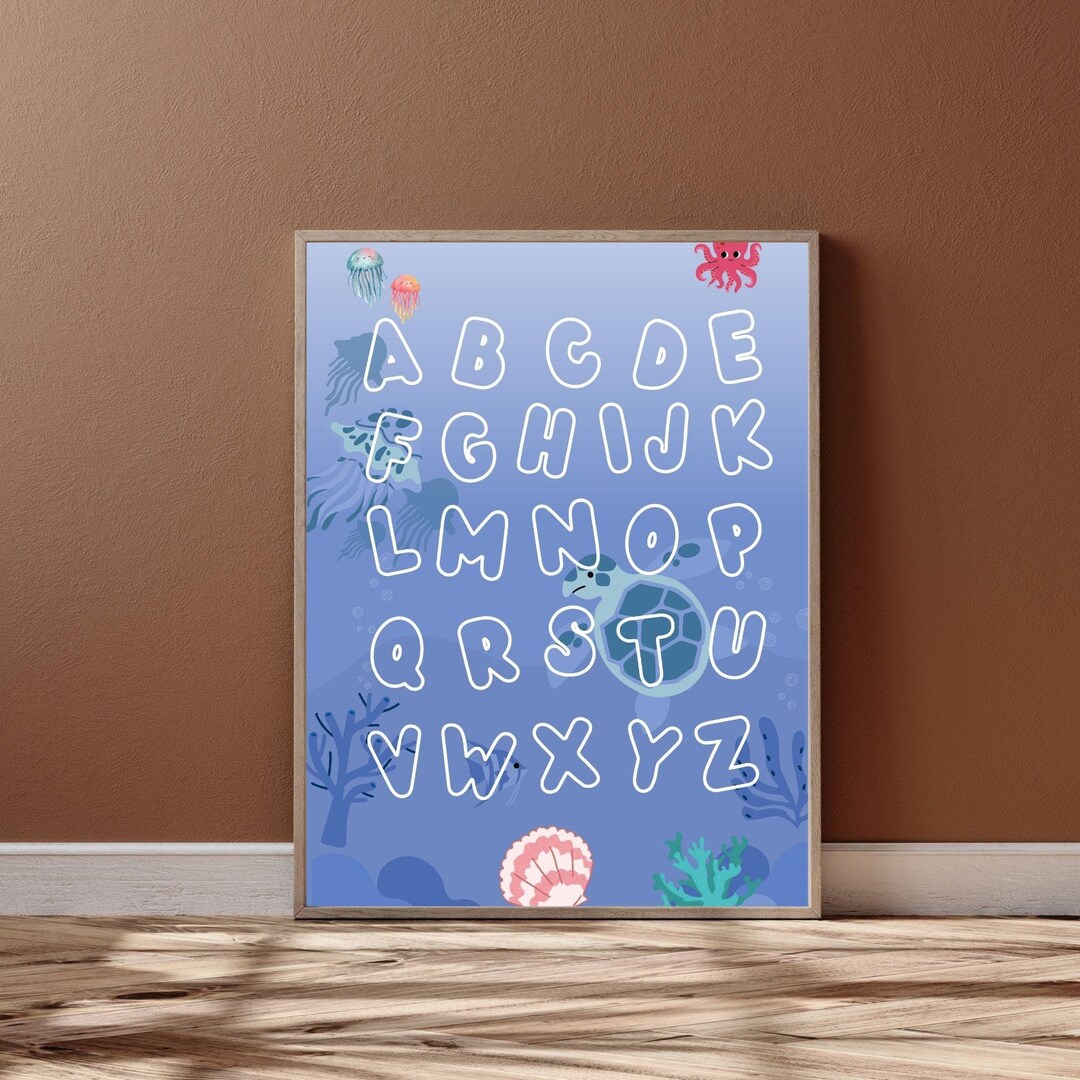 Ocean Alphabet Print for Kids Room Decor Ocean ABC Poster Educational ...