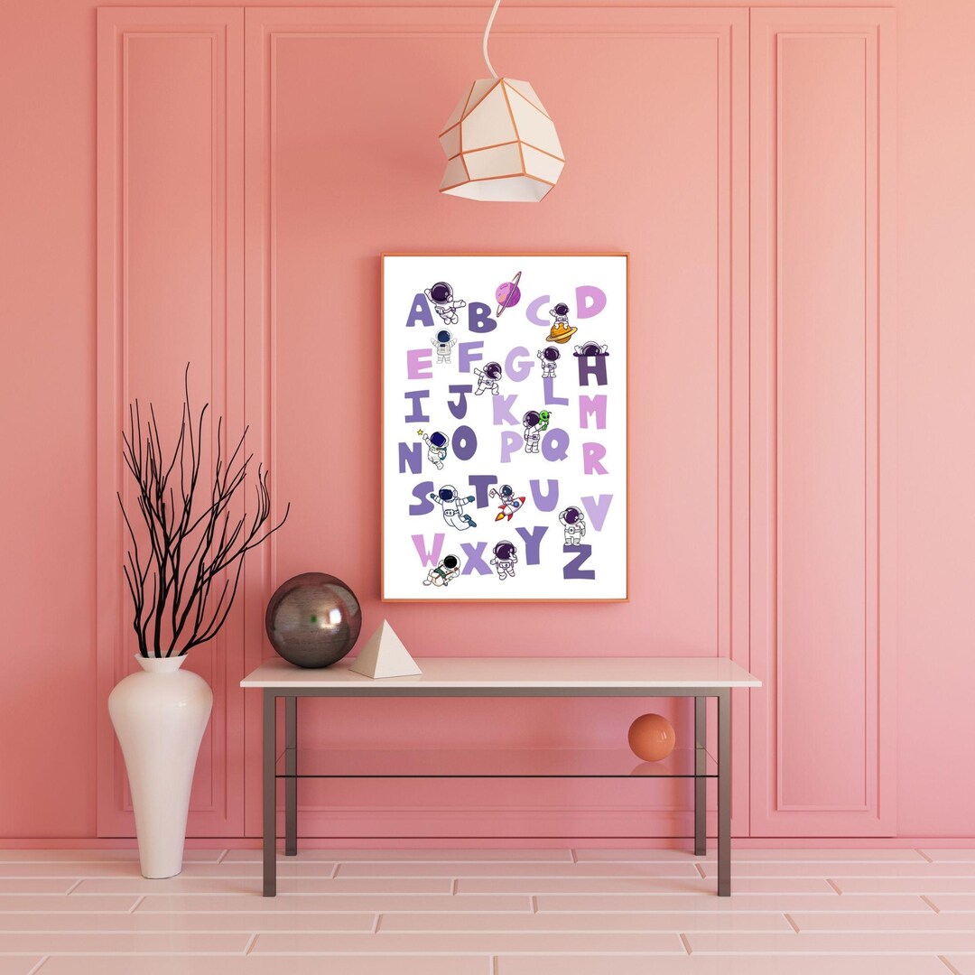 Space Alphabet Abc Poster for Toddler Playroom Printable Wall Art for ...