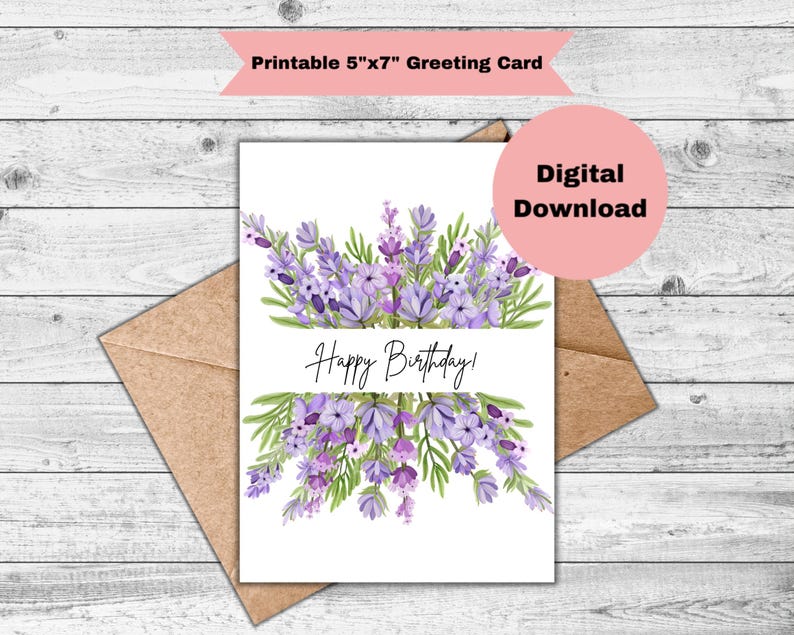 Printable Happy Birthday Card DIGITAL Download Printable Birthday Card ...