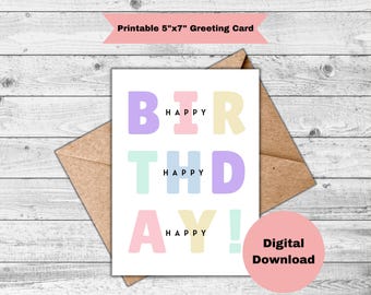 Happy Birthday Card DIGITAL Download Printable Birthday Card Featuring ...