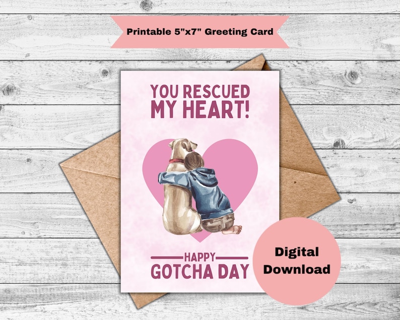 Happy Gotcha Day Card Digital Download Dog Adoption Anniversary Card ...