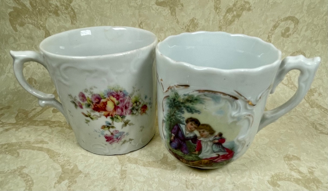 Two Antique Demitasse Coffee Cups Primitive Victorian - Etsy