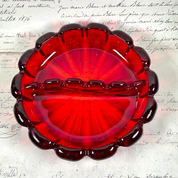 Red Glass Ashtray - Etsy