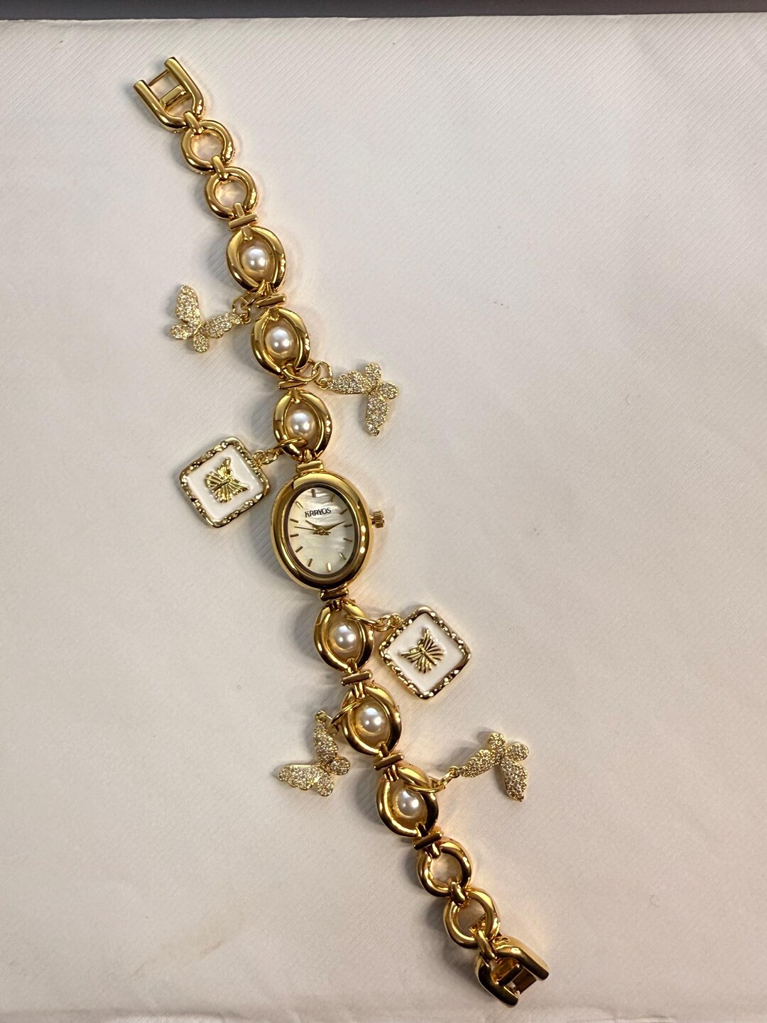 Vintage Gold Watch, Pearl Watch, Vintage Watch, Dainty Gold Watch ...
