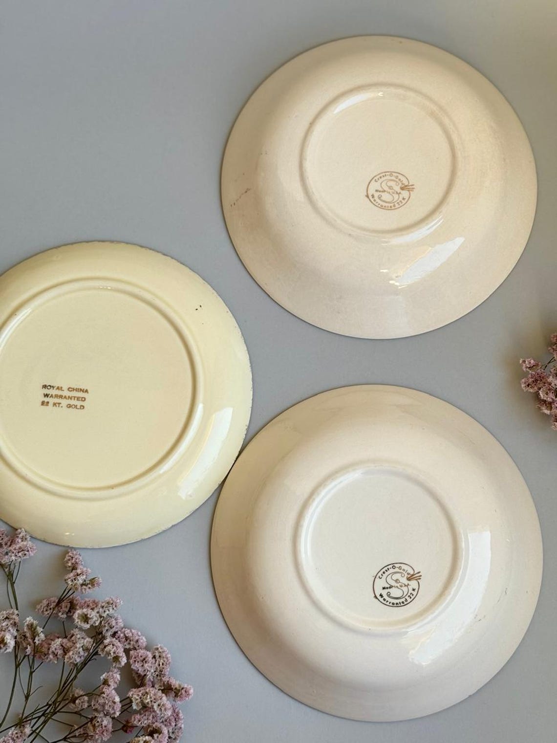 Vintage Crest-o-gold Plate Set With 22-karat Gold Trim – Set of 3 ...