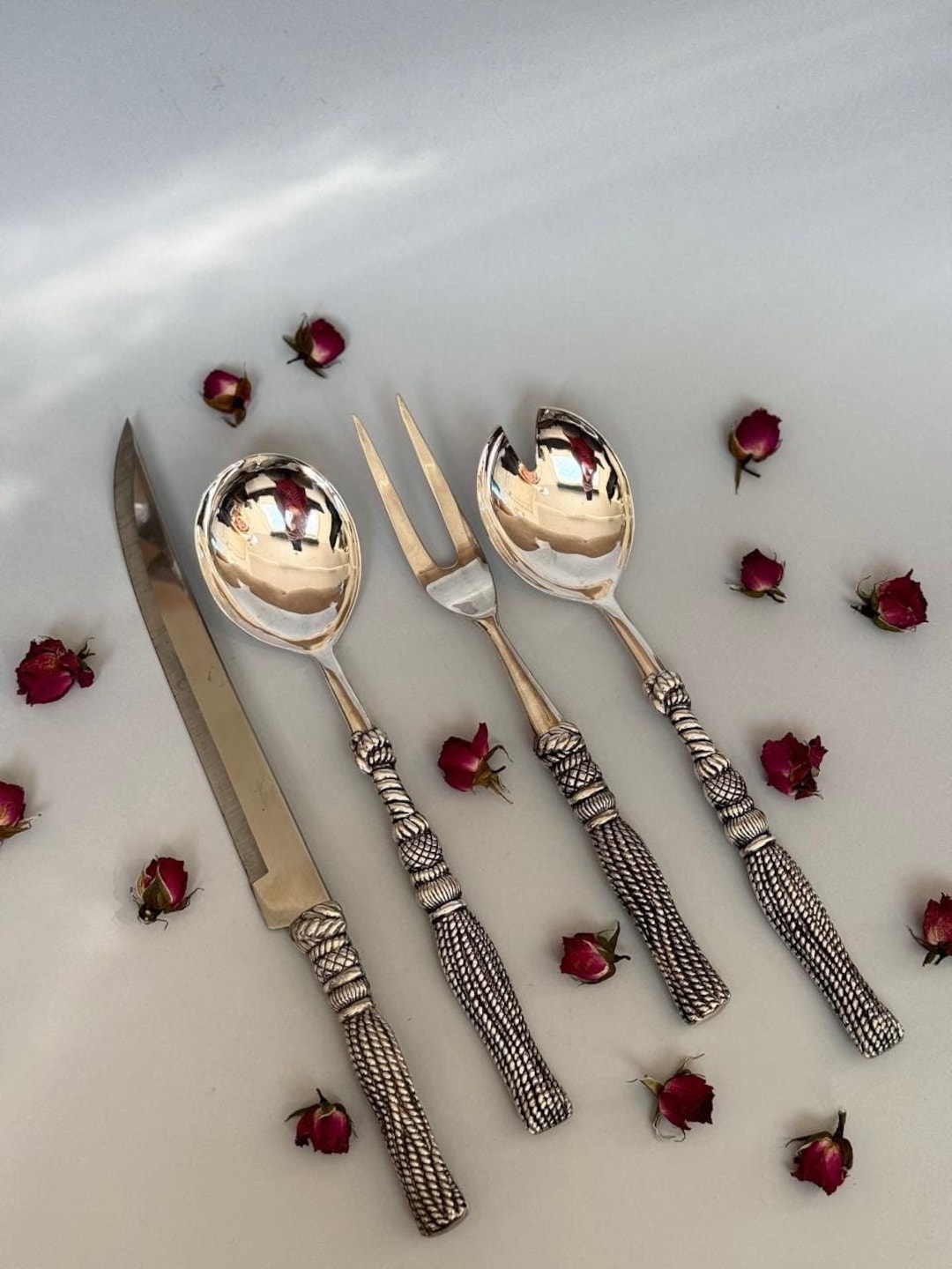 Vintage Carving Set by Silea, Heavy Knife Fork and Serving Spoon in ...