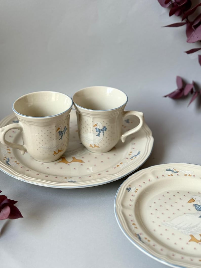 1990s Vintage Aunt Rhody Goose Dinnerware Set Nostalgic Country Charm ...