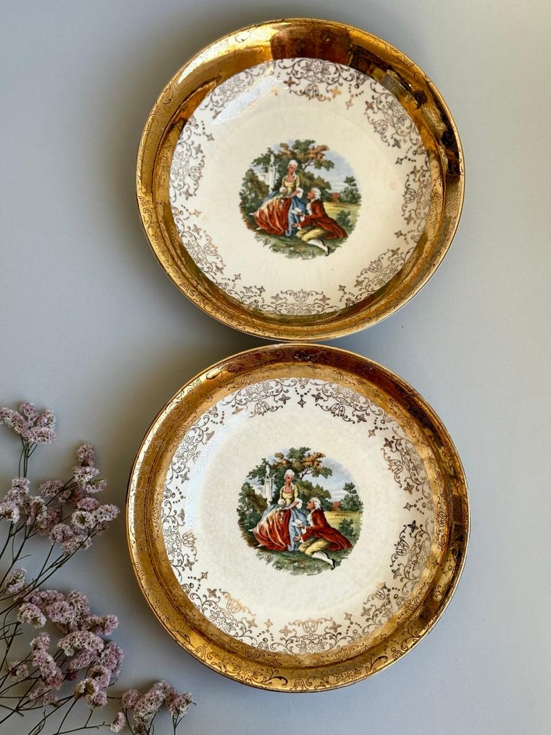 Vintage Crest-o-gold Plate Set With 22-karat Gold Trim – Set of 3 ...