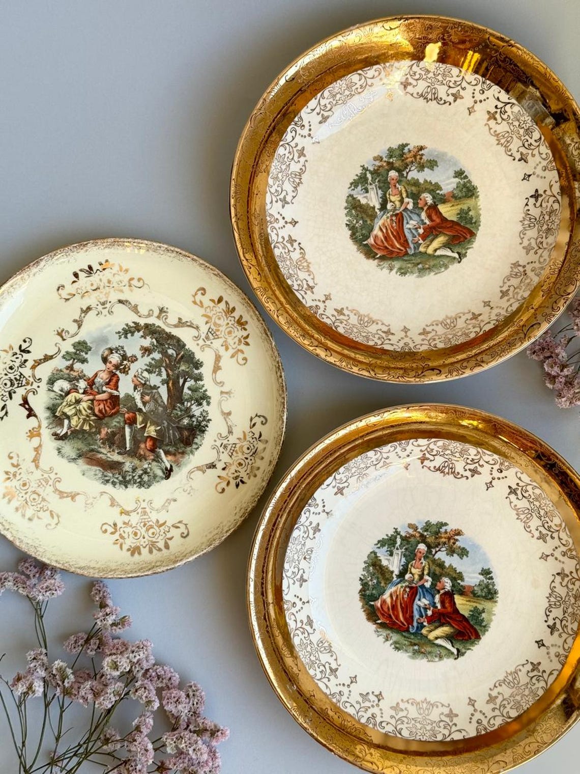 Vintage Crest-o-gold Plate Set With 22-karat Gold Trim – Set of 3 ...