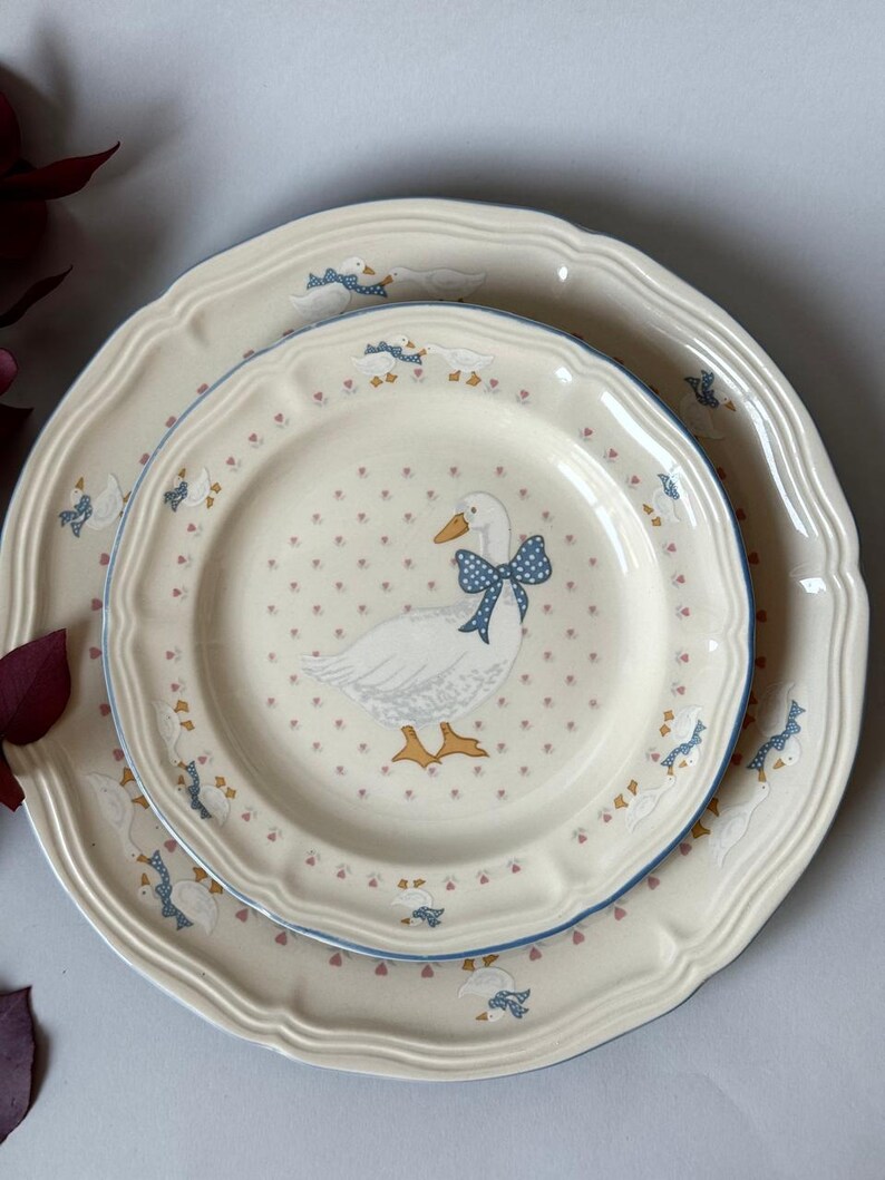 1990s Vintage Aunt Rhody Goose Dinnerware Set Nostalgic Country Charm ...