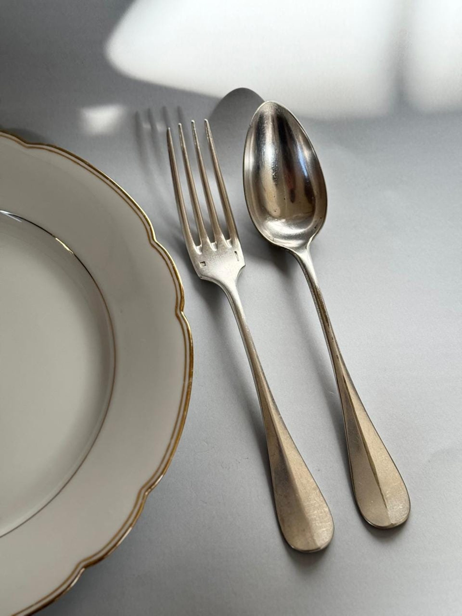 Antique Christofle Silver-plated Cutlery Set: Dinner Spoon and Fork ...