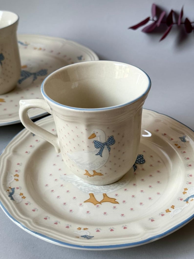 1990s Vintage Aunt Rhody Goose Dinnerware Set Nostalgic Country Charm ...