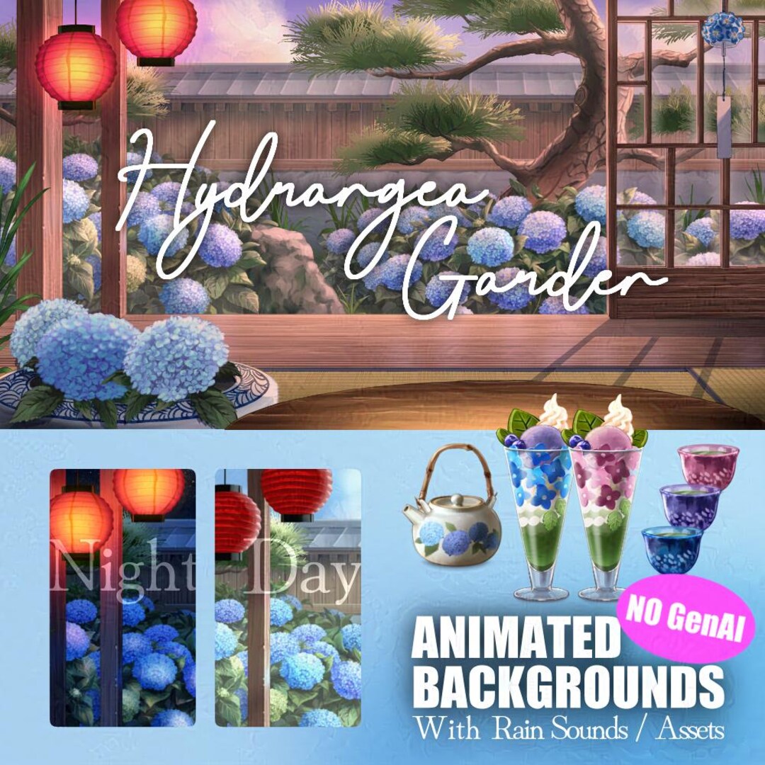 Animated Backgrounds - Hydrangea Garden - BLUE - Etsy