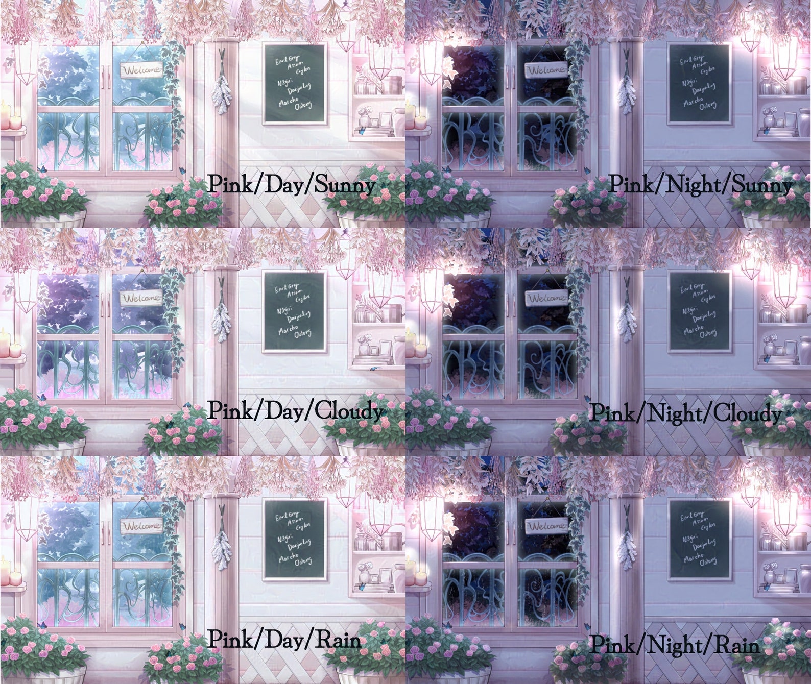 Animated Backgrounds - Pink Full Set- Butterfly Garden Room (1920x1080 ...