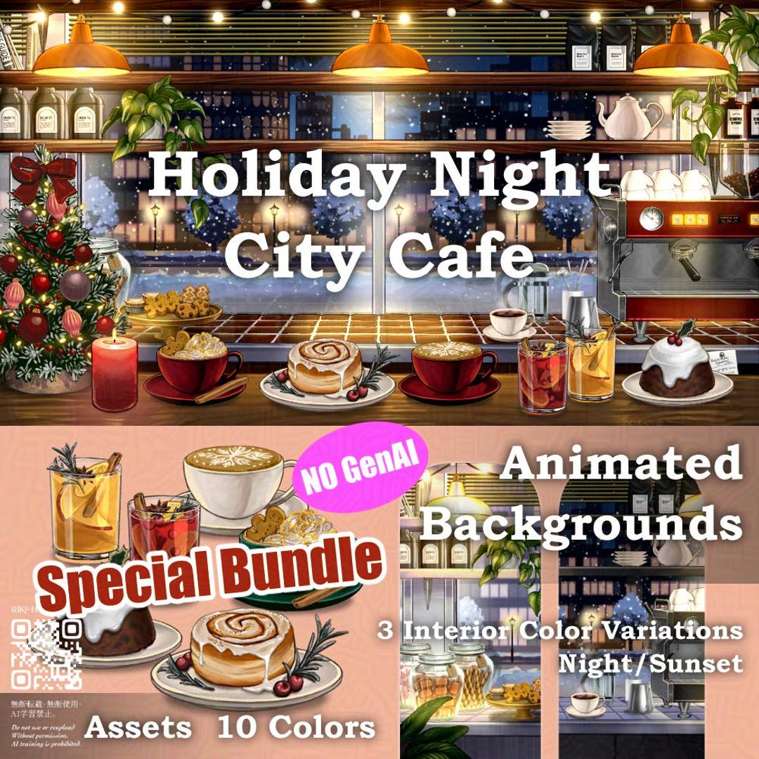 Animated Backgrounds - Holiday Night City Cafe - Special Bundle - Etsy