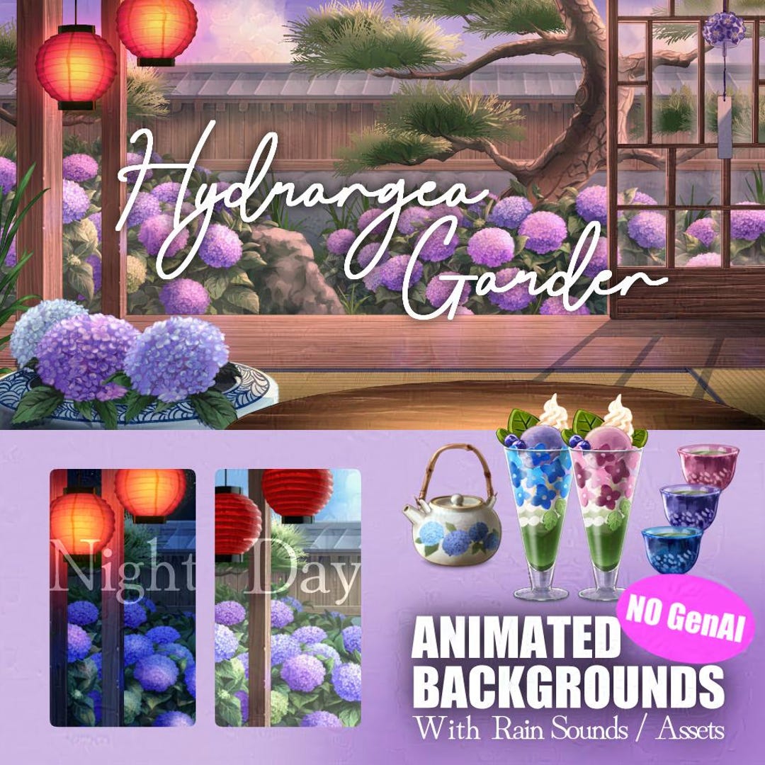Animated Backgrounds - Hydrangea Garden - PURPLE - Etsy