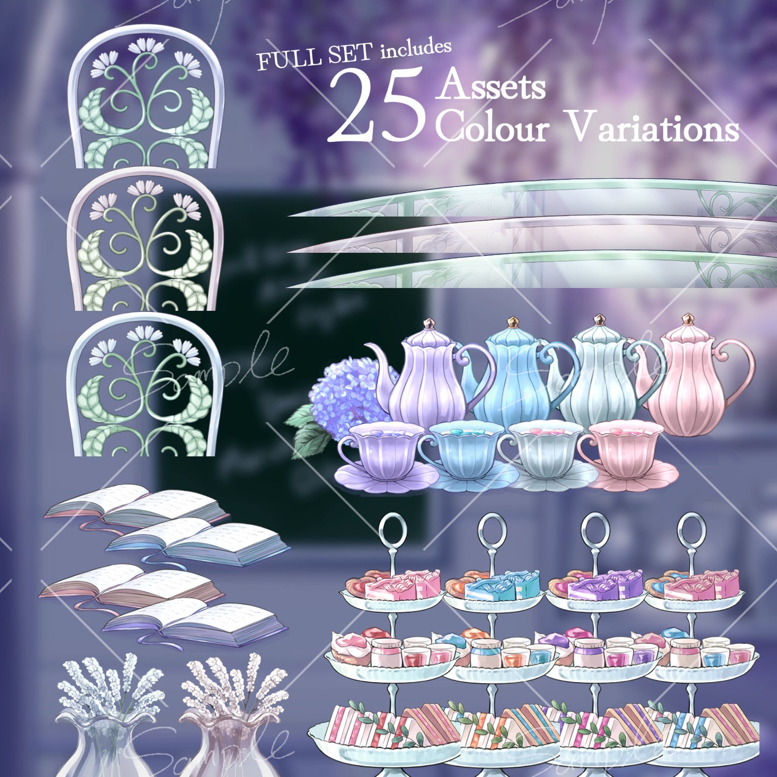 Animated Backgrounds - Purple Full Set- Butterfly Garden Room ...