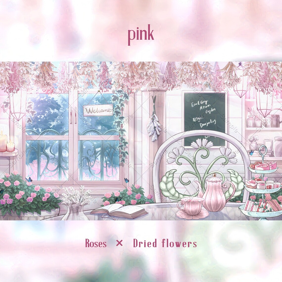 Animated Backgrounds - Pink Full Set- Butterfly Garden Room (1920x1080 ...