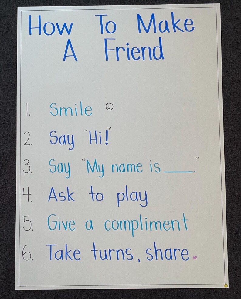 How to Make A Friend, Handmade Anchor Chart, Poster, School, Teaching ...