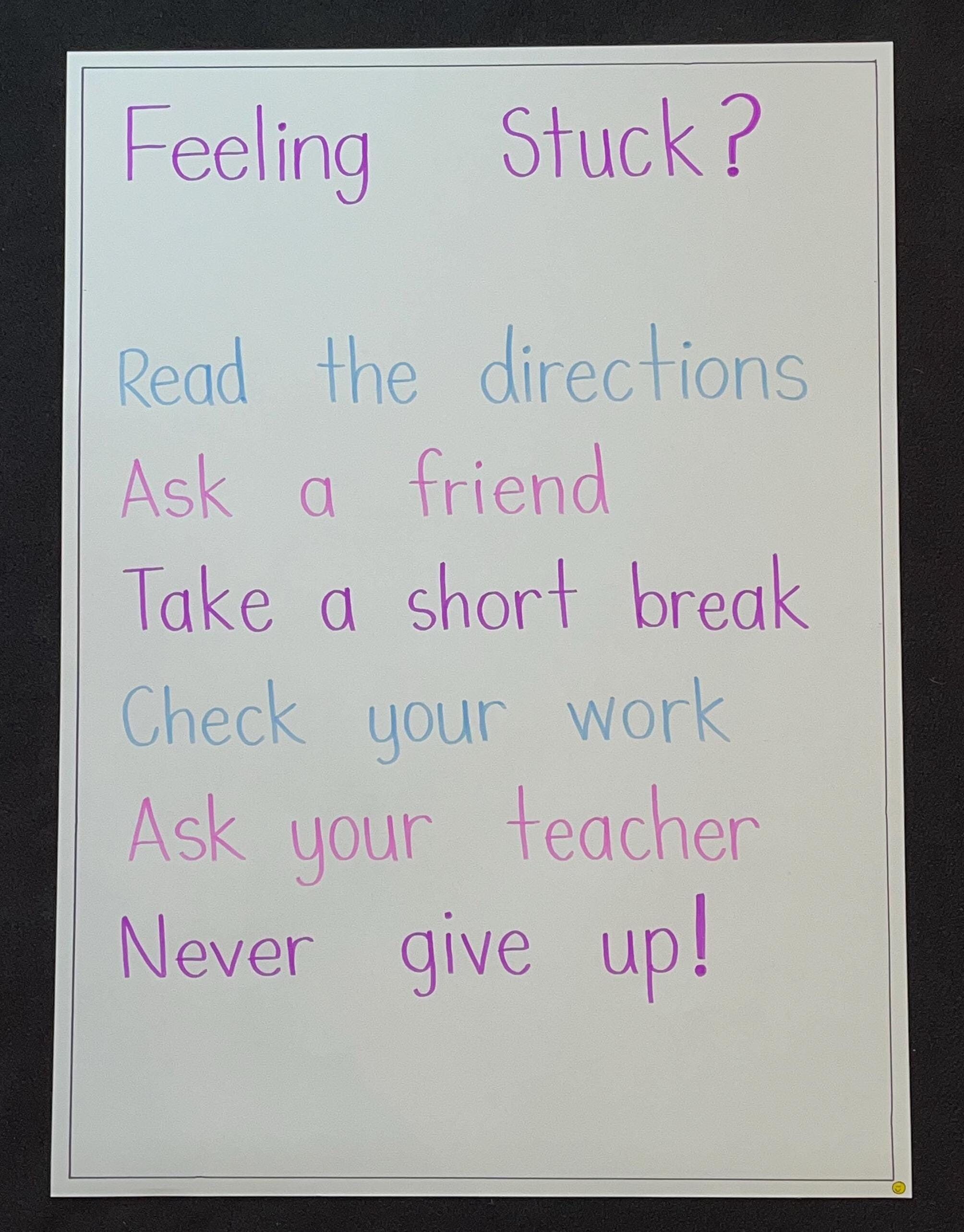 Feeling Stuck Handmade Anchor Chart, Poster, School, Teaching, Teacher ...