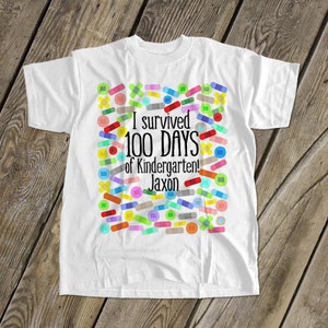 Kids 100 Days of School Shirt - Survived 100 Days of Kindergarten (or ...