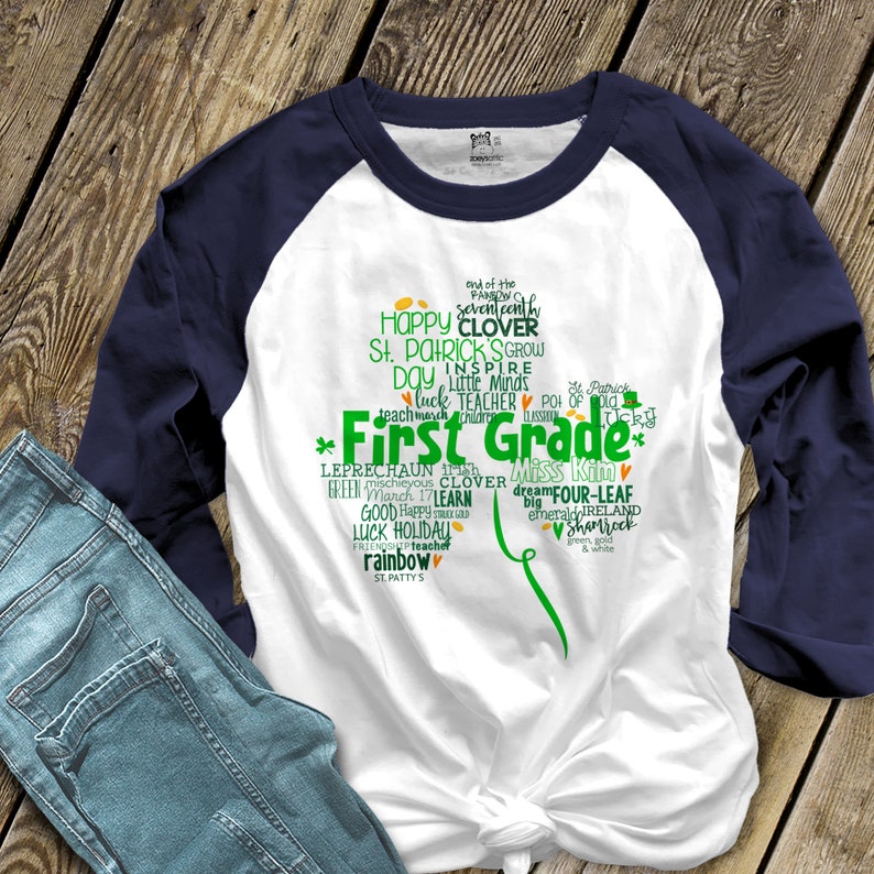 St. Patrick's Day Shamrock Teacher Name Grade Personalized | Etsy