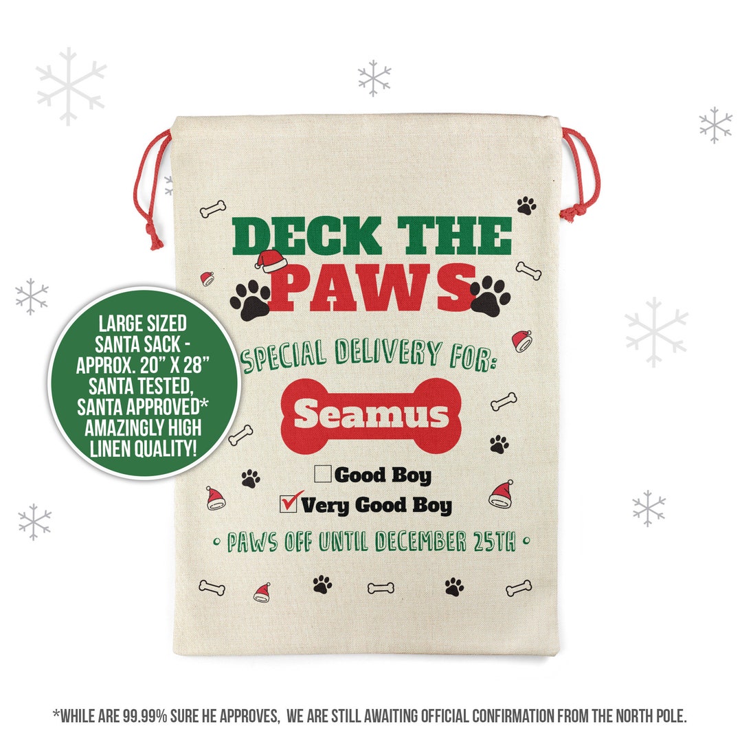 Christmas Santa Sack | Deck the Paws Special Delivery Toy Gift Bag ...