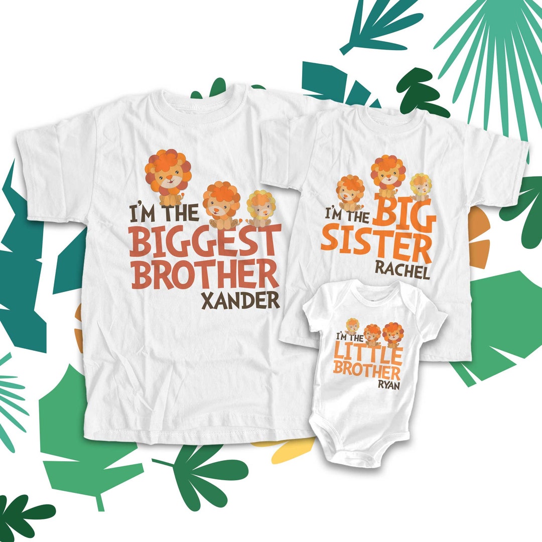 Matching Brother Shirts - Sibling Set of THREE Shirts - Customize LION ...