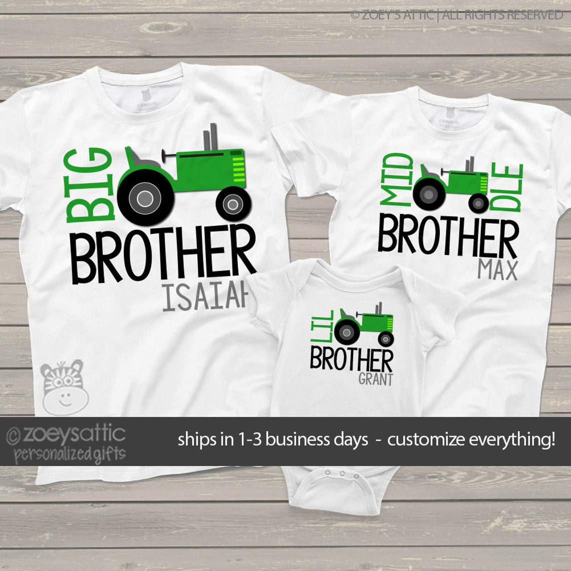 Tractor Matching Brother Shirts Sibling Set of THREE Shirts | Etsy