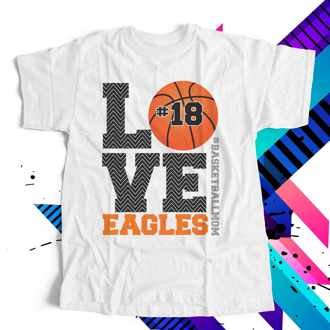 Basketball Mom Chevron LOVE Crew or V-neck Tshirt- Perfect Mother's Day ...