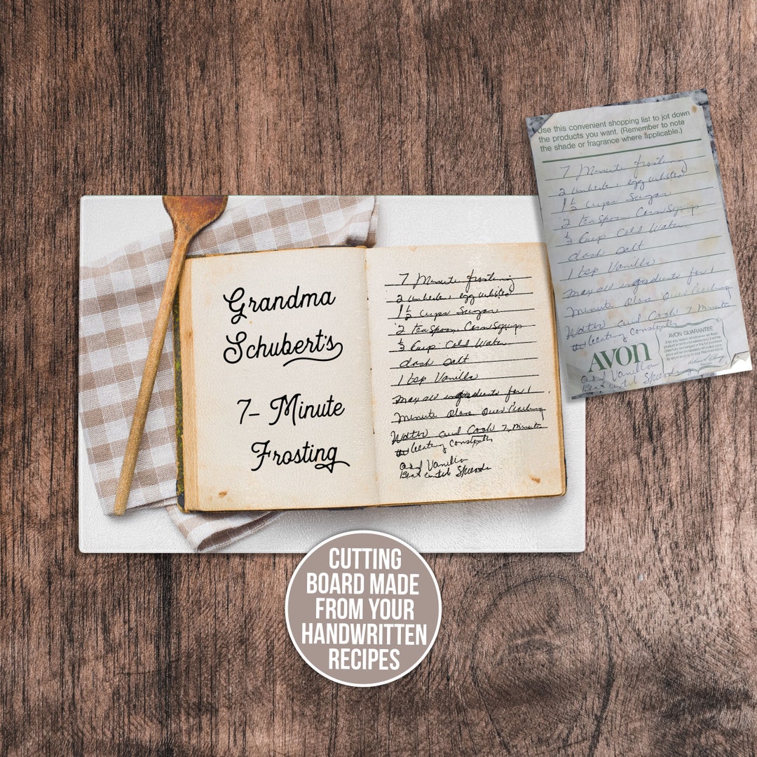 Handwritten Recipe Cutting Board | Family Recipe Transferred to Cutting ...