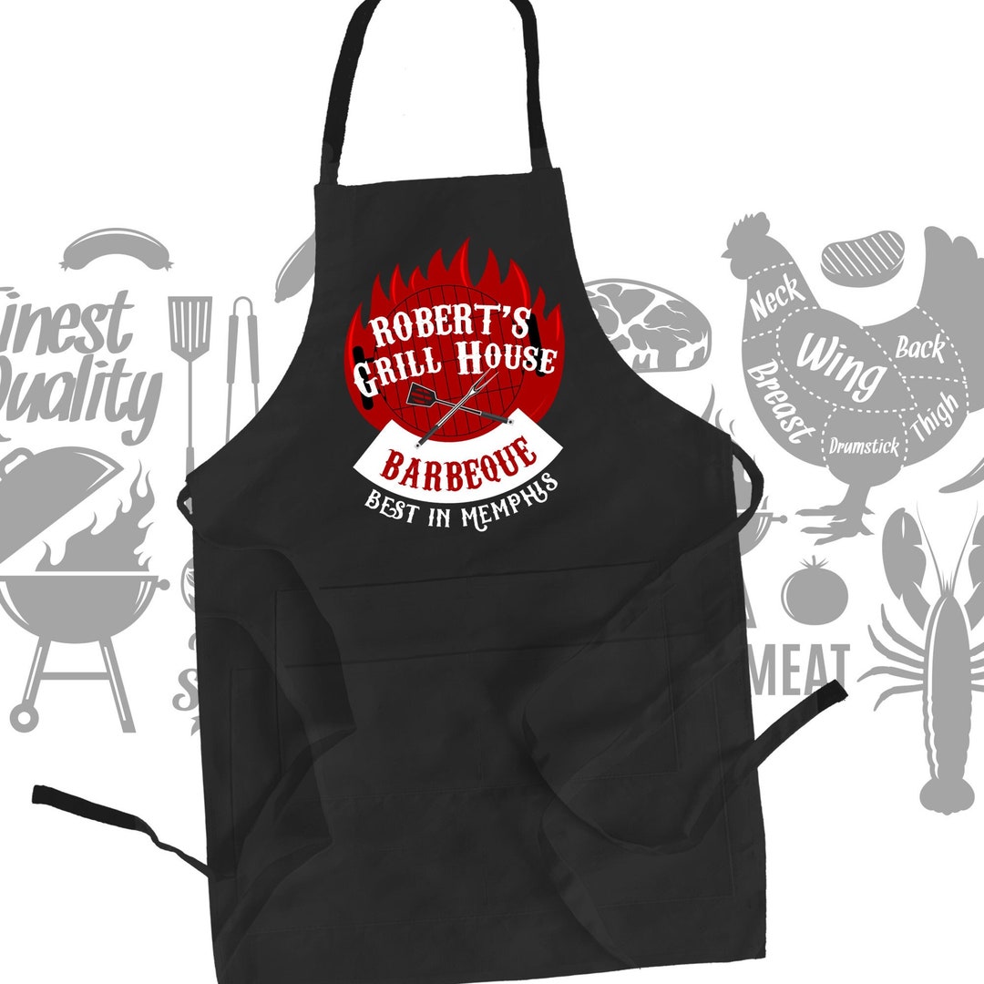 Best Barbecue Apron Personalized Adult Custom BLACK Apron - Great for ...