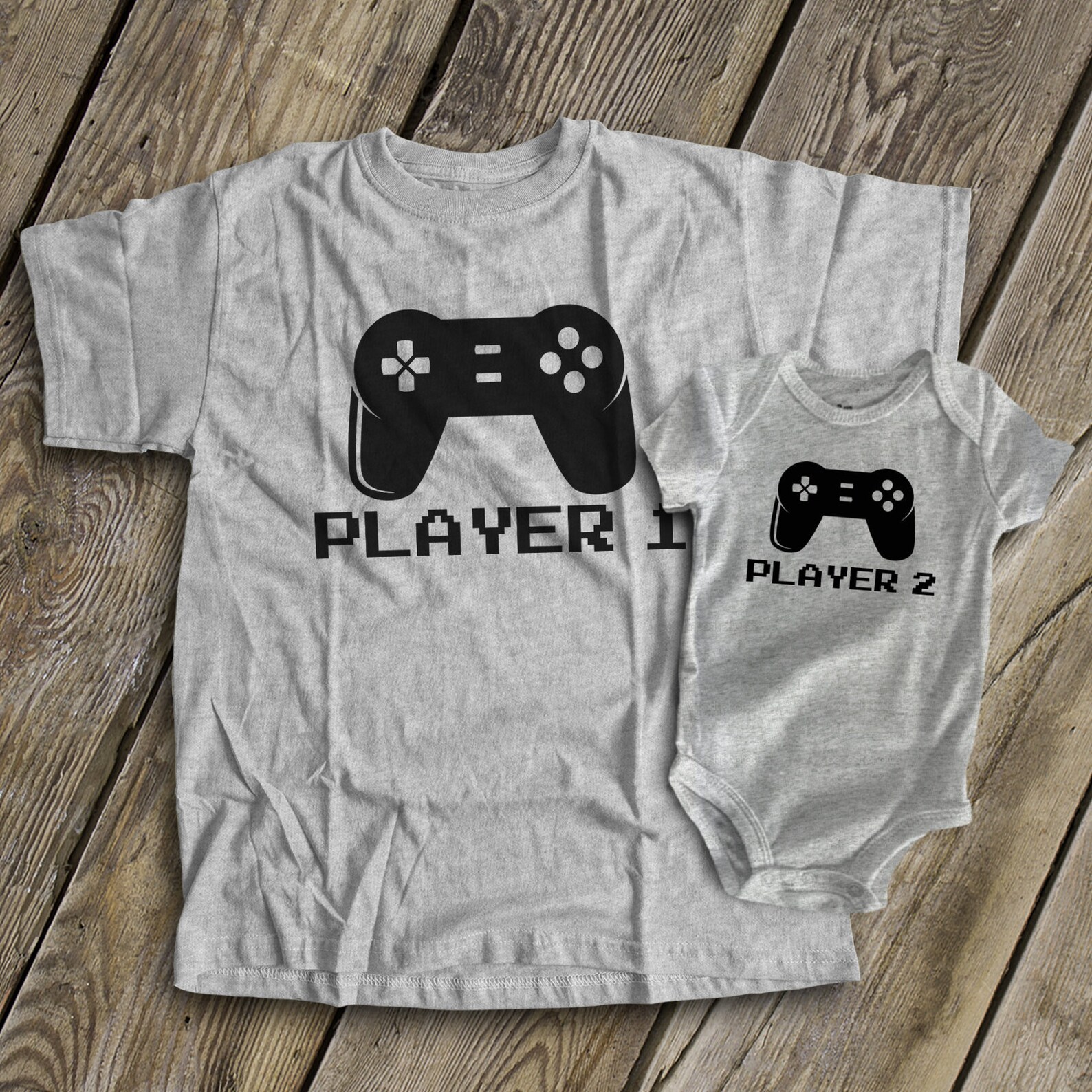 Video game player 1 and player 2 matching dad and kiddo | Etsy