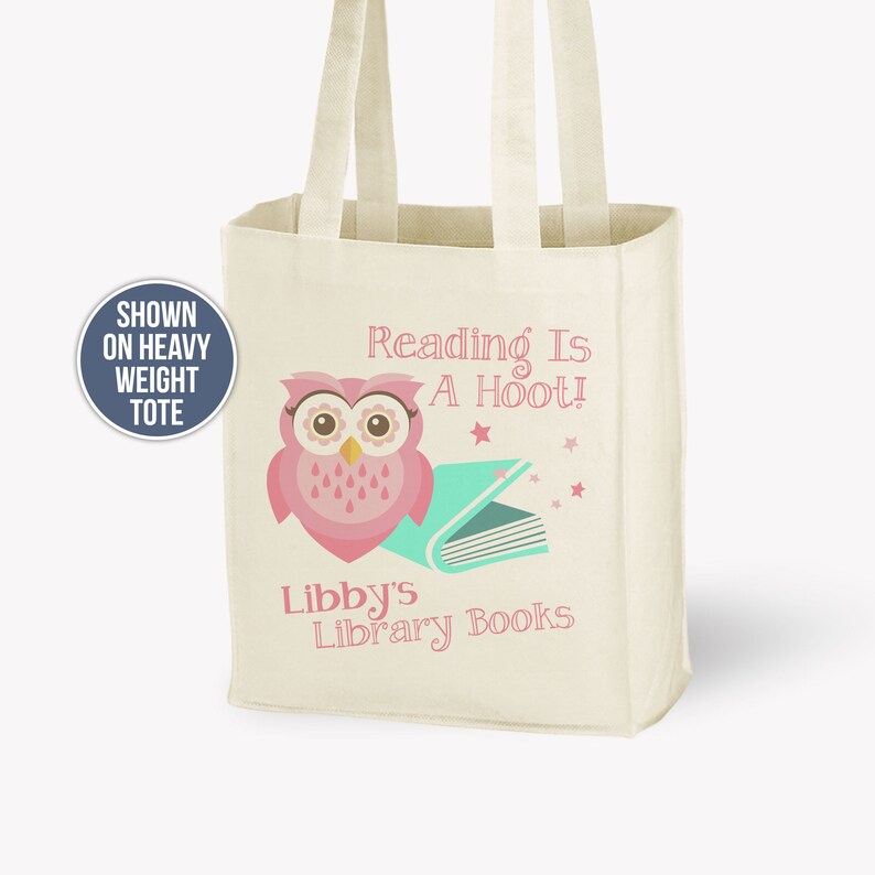Girl Owl Library Book Reading is a Hoot Personalized Tote Bag - Etsy