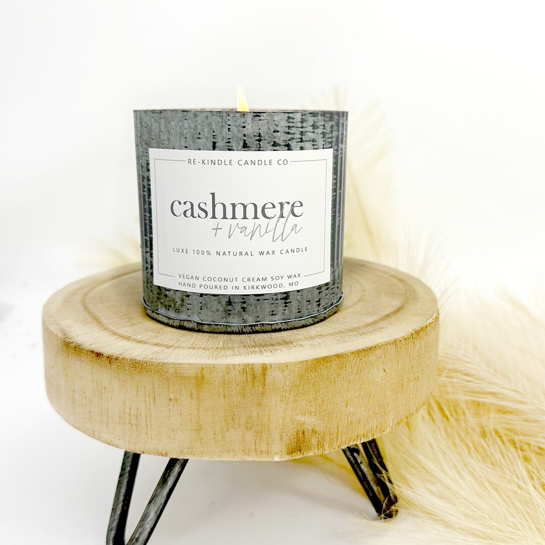 Cashmere Vanilla Luxe Candle Cozy Holiday Scented Candle Rustic Tin ...