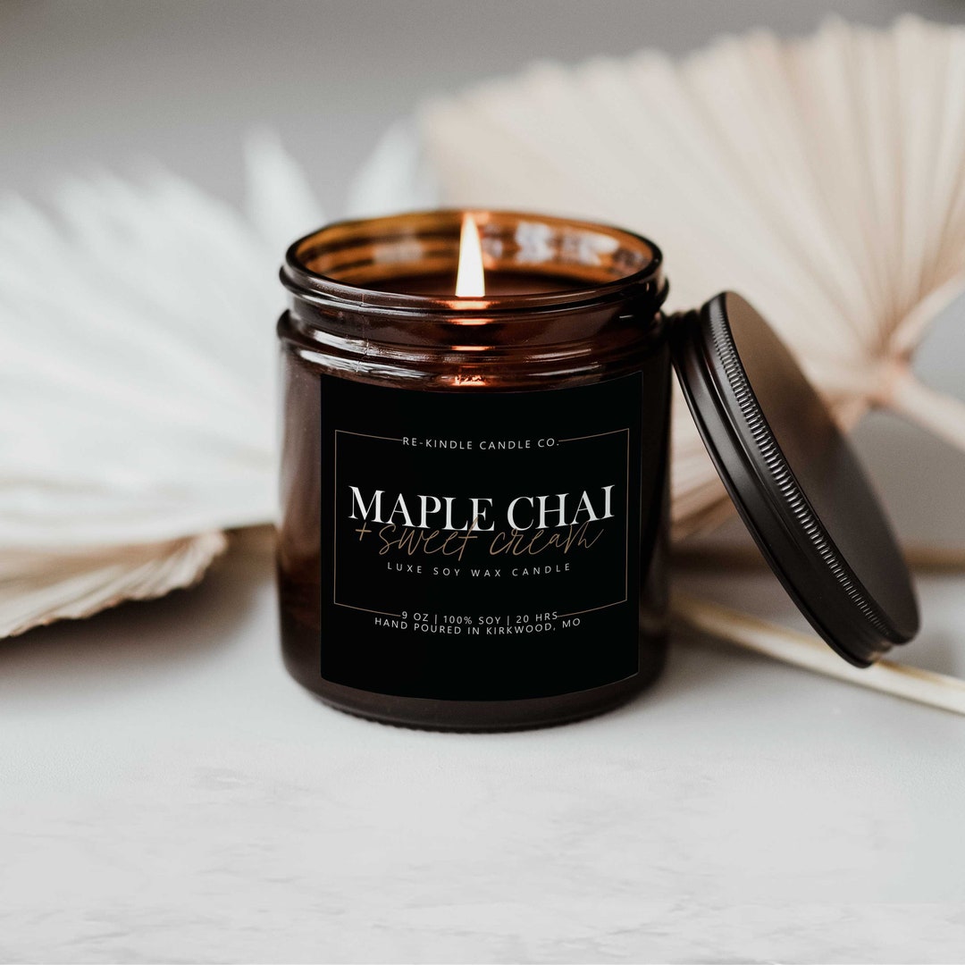 Luxury Vegan Fall Candle Maple Chai and Sweet Cream Fall Candle Luxe ...