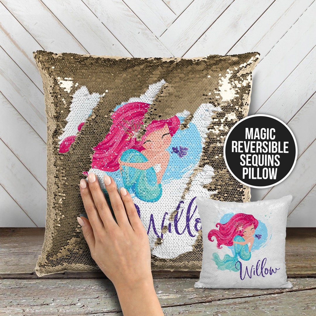 Mermaid Sequin Pillow | Reversible Sequin Mermaid Pillowcase ...