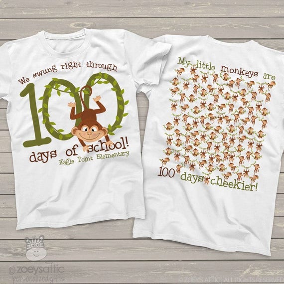 Teacher Shirt 100 Days of School Monkey 100 Hundred Day | Etsy